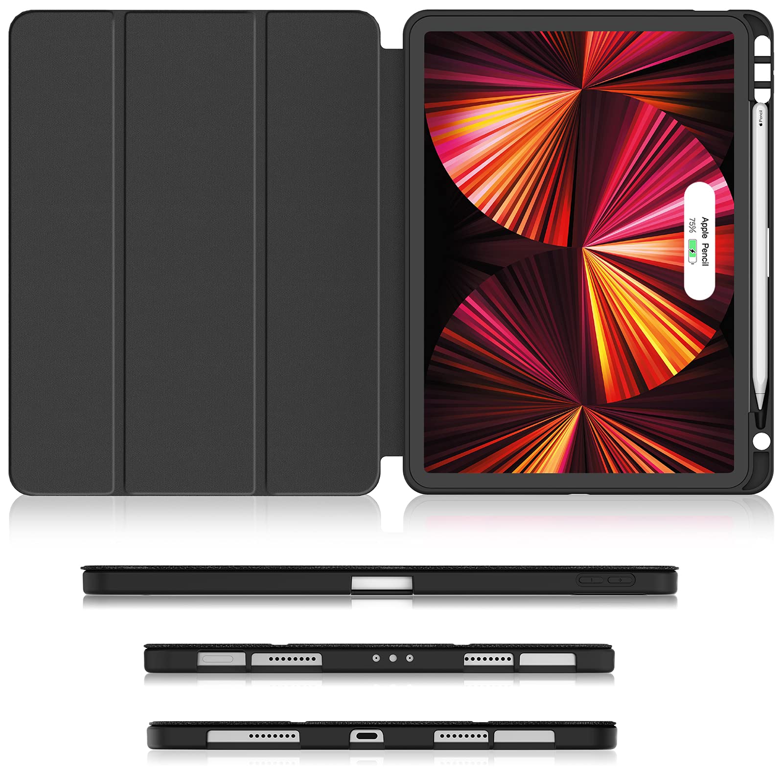 Soke for iPad Pro 11 Case (M2) 2022/2021/2020 with Pencil Holder - [Full Body Protection + Apple Pencil Charging + Auto Wake/Sleep], Soft TPU Back Cover for 2022 iPad Pro 11 inch(Black)