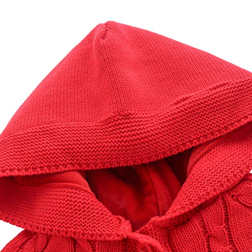 famuka Baby Girl Cloaks Warm Knitted Poncho Toddlers Red Cape Cloak (Red, 3-4T)
