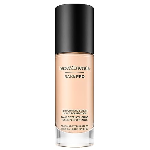 bareMinerals Barepro Performance Wear Liquid Foundation SPF 20, Breathable Makeup for Face, Full Coverage, 24HR Wear, Natural Matte Finish, Vegan (Fair 01)