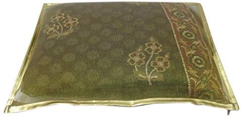 KANUSHI Set of 10 Pc Transparent Saree Covers/Saree Bags/Storage Bags/Clothes Covers with Stainless Steel Zip Lock Combo (Suitable for Single Saree Pack) (Golden)