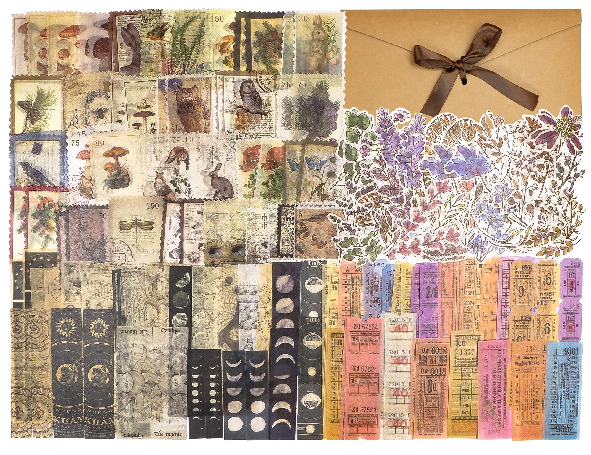 200 Pieces Ephemera Pack, Vintage Scrapbook Supplies Pack, 100% Retro Washi Sticker for Scrapbooking Junk Bullet Journaling Collage Diary Album, Art Craft Gift, The Epoch