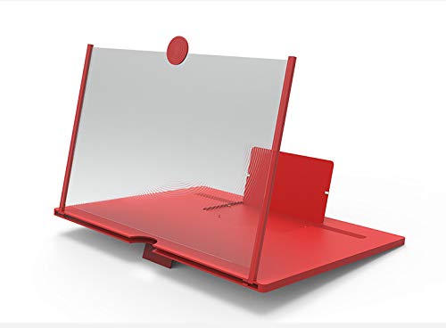 siduater 10" Screen Magnifier, 3D HD Smart Phone Magnifier Projector Screen for Movies, Videos, and Gaming โ Foldable Phone Stand with Screen Amplifier, Supports All Smartphones, Red