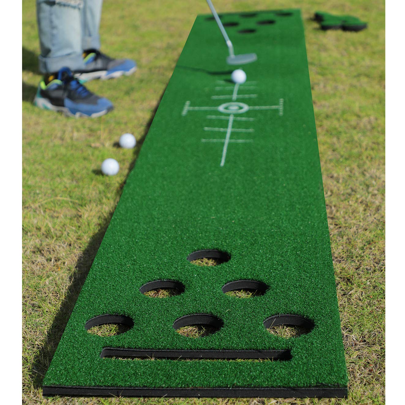 2-FNS Golf Putting Game Set, Golf Putting Green Game Set Practice Putting Mat with 4 Golf Balls,Golf Training Mat for Indoor Outdoor
