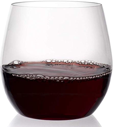 Circleware Downtown Stemless Wine Lead-Free Glass Cups for Bar, Water, Juice, Whiskey & Beverage Drinks, 4 Count (Pack of 1), Clear