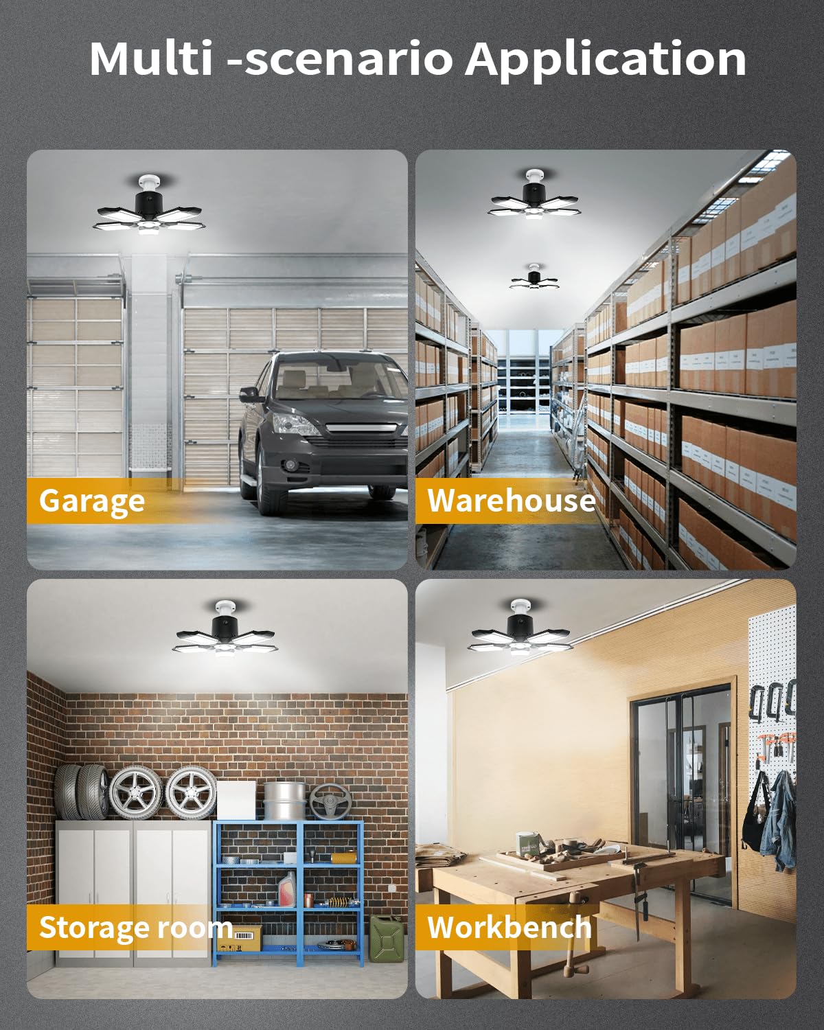 AGranTOP Motion Sensor Garage Light - 180W 18000LM Shop Light with Motion Sensor, 3 Switch Modes, Dusk to Dawn Indoor Motion Activated LED Ceiling Light for Garage, Warehouse, Workshop (1 Pack)