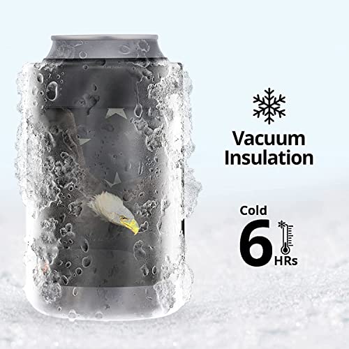 Extremus Temps Can Cooler, 12oz Stainless Steel Double Wall Vacuum Insulated Can Cooler β Iconic Laser Printed Designs - Stainless Steel Can Coozies Fits Standard Size Cans - Replaces Coozies for Cans