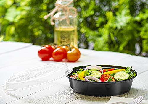 Ez Prepa 15 Pack Plastic Meal Prep Containers - 22 oz Round Food Storage Containers with Snap-On Lids – BPA-Free Reusable Lunch Containers are Freezer, Microwave and Top-Shelf Dishwasher Safe