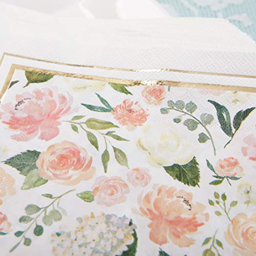 Kate Aspen Brunch Floral Decorative Paper Cocktail Napkins (Set of 30) Luncheon Serveware, 2 ply, Perfect for Bridal Showers