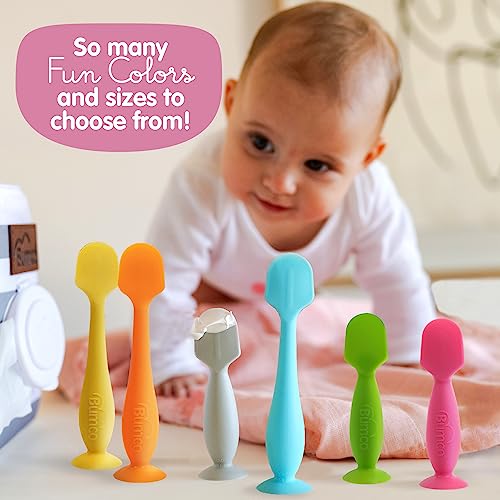 Bumco 2-PACK Diaper Cream Spatula - FULL-SIZE + MINI Baby Bum Brush with TRAVEL CASE - Diaper Cream Applicator for Baby - Baby Necessities - Suitable for Aquaphor, Desitin - Blue & Gray