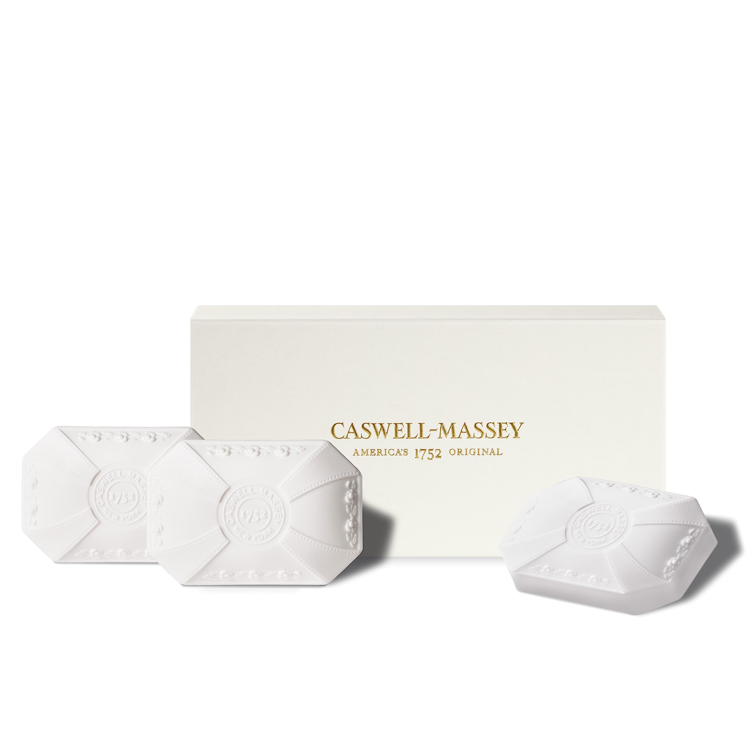 Caswell-Massey Castile Bar Soap, Womens Body Wash, Hand Soap, and Face Wash, Moisturizing Natural Body Soap for Bath or Shower, Gardenia, 3 (3.5 oz bar) Gift Set