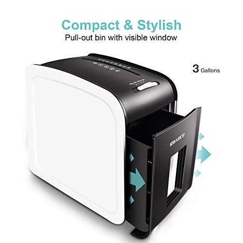 EZBASICS 5-Sheet Cross-Cut (Lubricant is not Needed) Paper and Credit Card Shredder with Pullout Basket, 58 dB, White