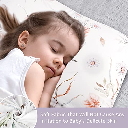CARUILI Toddler Pillowcase 2 Pack, Fits 13"x 18" or 14"x19" Kids Pillow, Silky Soft & Breathable Envelope Closure Kids Pillowcases Cover Set for Sleeping, Travel, Wildflower