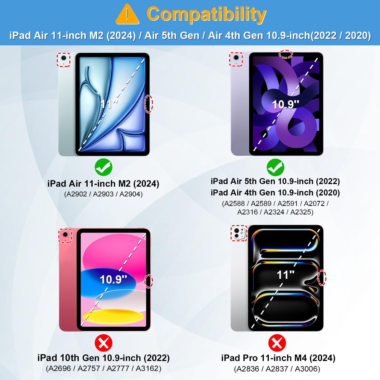 Fintie Case for iPad Air 11-inch M2 (2024), iPad Air 5th / 4th Generation (2022/2020) 10.9 Inch - SlimShell Hard Protective Back Cover with Pencil Holder, Composition Book