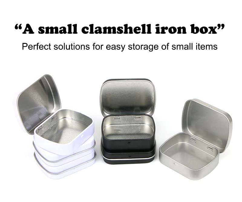 AKOAK 3 Pcs 2.4 x 1.7 x 0.6 Inches Rectangular Empty Hinged Tins Box Containers for First Aid Kit,Survival Kits,Storage,Herbs,Pills,Crafts and More (Silver)
