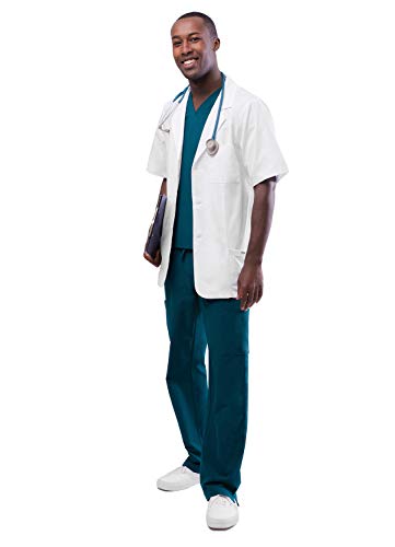 Adar Universal Unisex Lab Coats - Short Sleeve 31" Consultation Lab Coat - 2816 - White - M