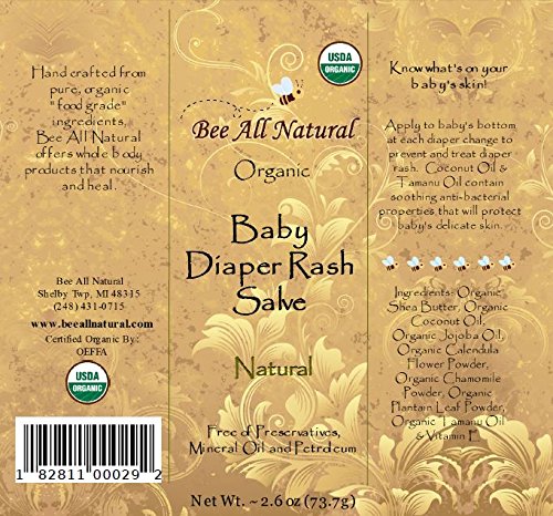 BEE ALL NATURAL Baby Diaper Rash Salve Natural, 2.6 OZ