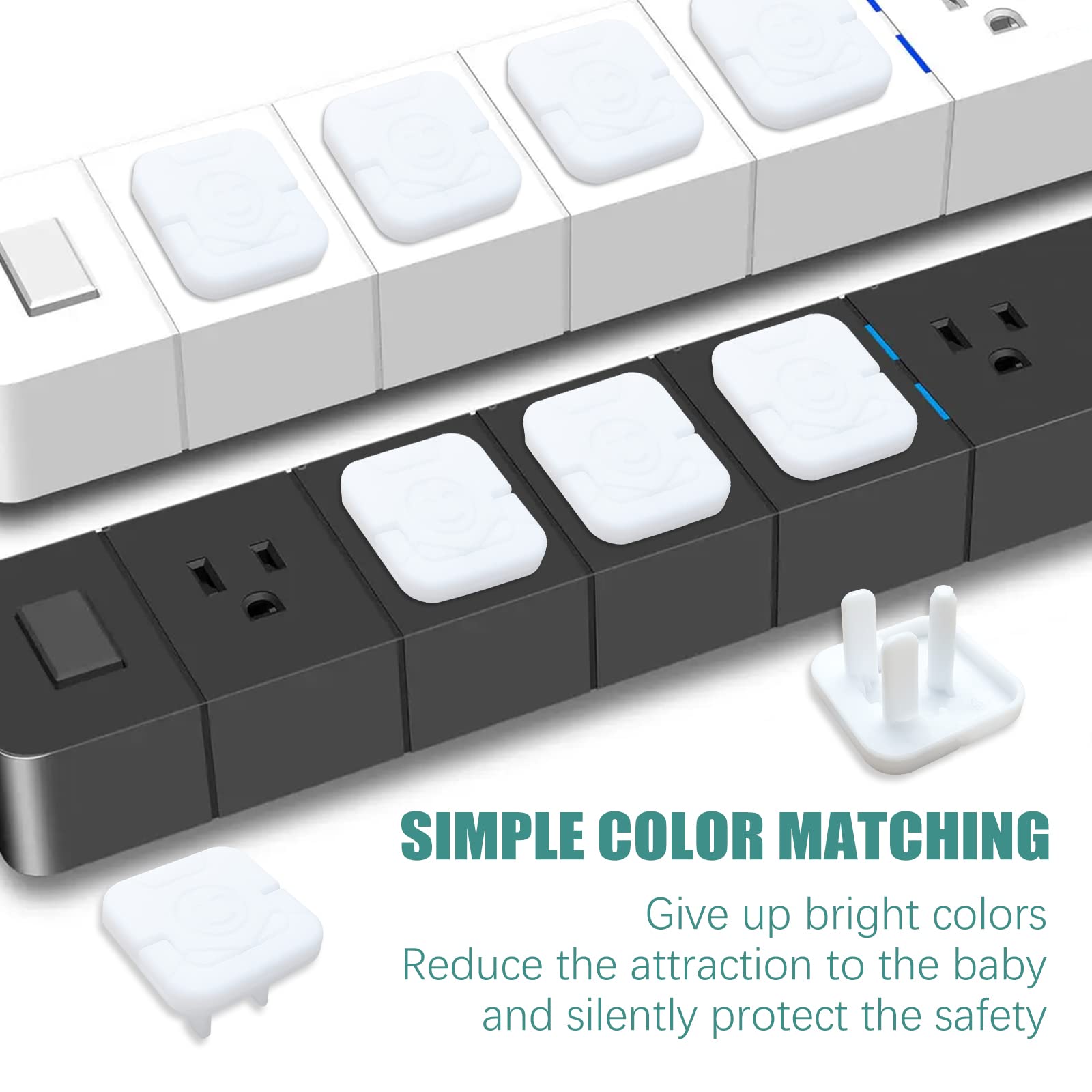 40 Pack Baby Proofing Outlet Covers, Child Safety Plug Covers for Electrical Outlets, White Square Socket Covers for Outlets with Hidden Handle, for Kids Toddler Protection
