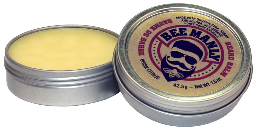 Bee Manly Honey House Naturals Beard Balm β Rugged Mint β 1.5 ounce Round Travel Size Tin β All Natural Ultra Moisturizing Beard Balm Infused with Essential Oils and Butters