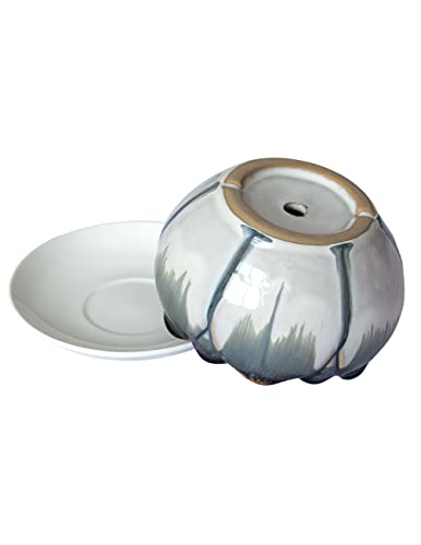 Dahlia 5.5'' Inch Rustic Drip Glazed Ceramic Planter/Succulent Pot/Plant Pot w. Saucer/Tray