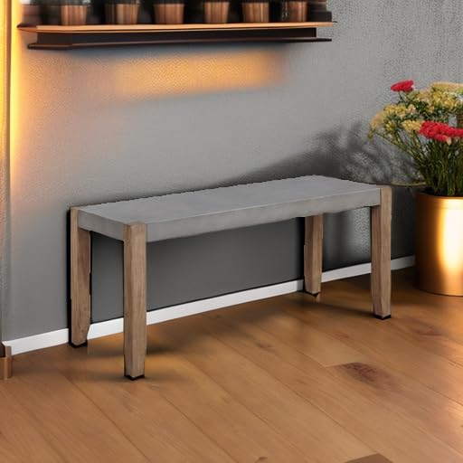Alaterre Furniture Newport 40" L Faux Concrete and Wood Bench