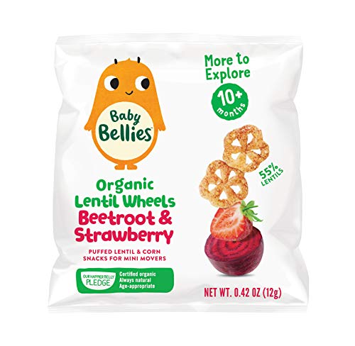 Little Bellies Organic Lentil Wheels, Beetroot & Strawberry, 0.42 Ounce Bag (Pack of 6)