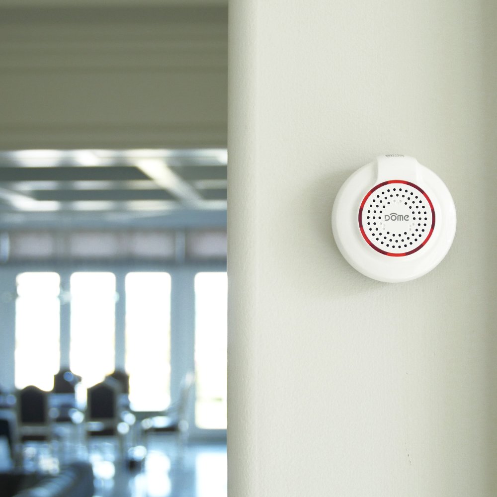Dome Home Automation Wireless Z-Wave Battery-Powered Home Security Siren and Chime,