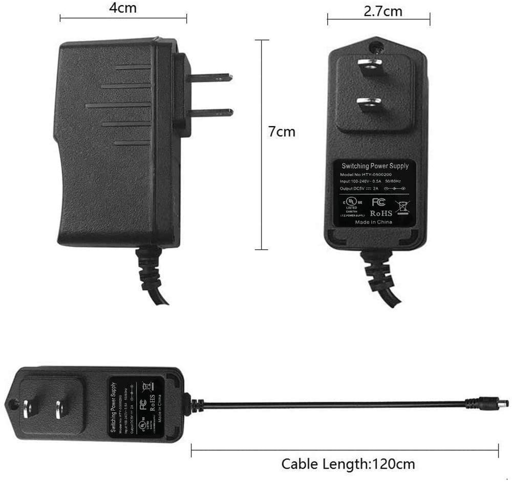 BOLWEO Universal 5v 2a Power Supply Adapter,AC to DC Adapter with 7 Tips Connector DC Plugs Adapter for TV Box, Security Camera, LED Strip Lights, Audio/Video and More 5v Household Electronic Devices
