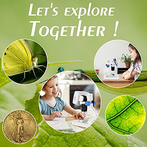 Microscope for Kids LINKMICRO 5" LCD Portable Digital Microscope 200X Microscope Kit for Kids 8-12 Photo/Video Sample Slides Included STEM Tool Gift for Boys and Girls