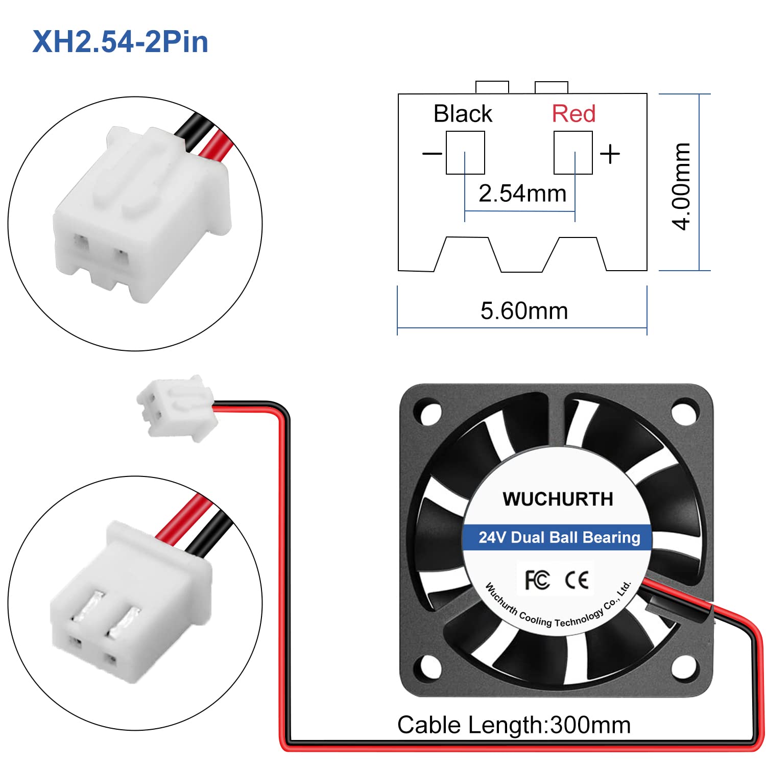 4 Pack 4010 Fans 24V, Dual Ball Bearing Low Noise Strong Air Flow Brushless Cooling Fans 40mm x 40mm x 10mm with 2Pin Connector for 3D Printer and Other Electronic Devices Replacement