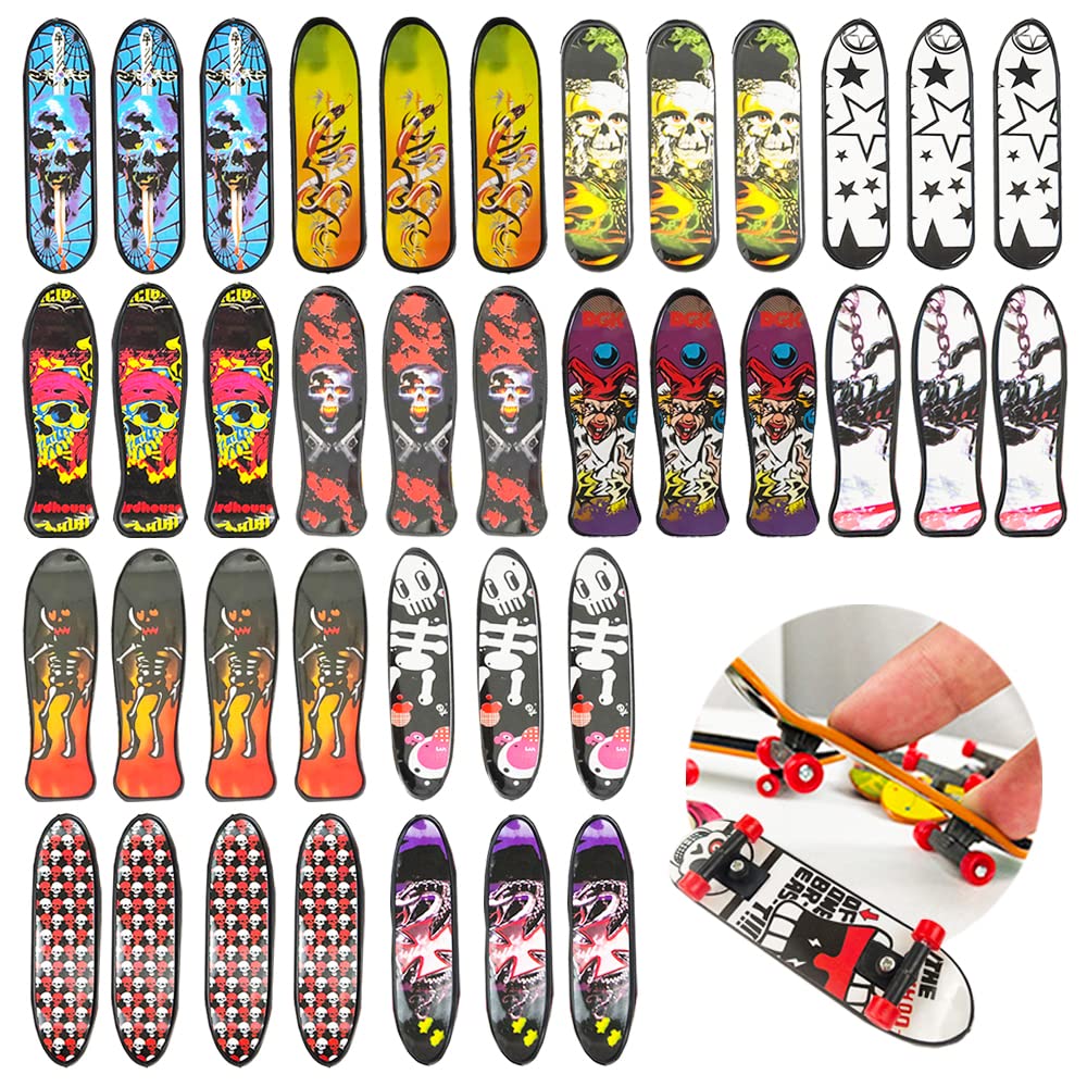 38 Pieces Finger Skateboards Toy Skateboard Fingerboards Mini Skateboards for Fingers Creative Fingertips Movement Party Favors Novelty Toys Decorations Supplies for Teens and Adults, Random Style