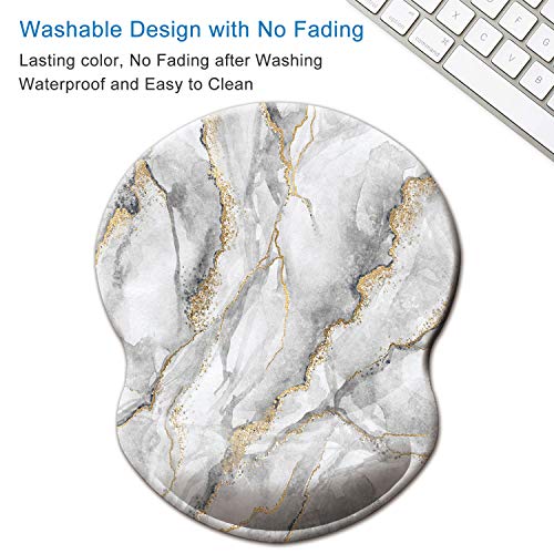 ITNRSIIET Mouse Pad, Ergonomic Mouse Pad with Gel Wrist Rest Support, Gaming Mouse Pad with Lycra Cloth, Non-Slip PU Base for Computer, Laptop, Home, Office & Travel,Gray Marbling