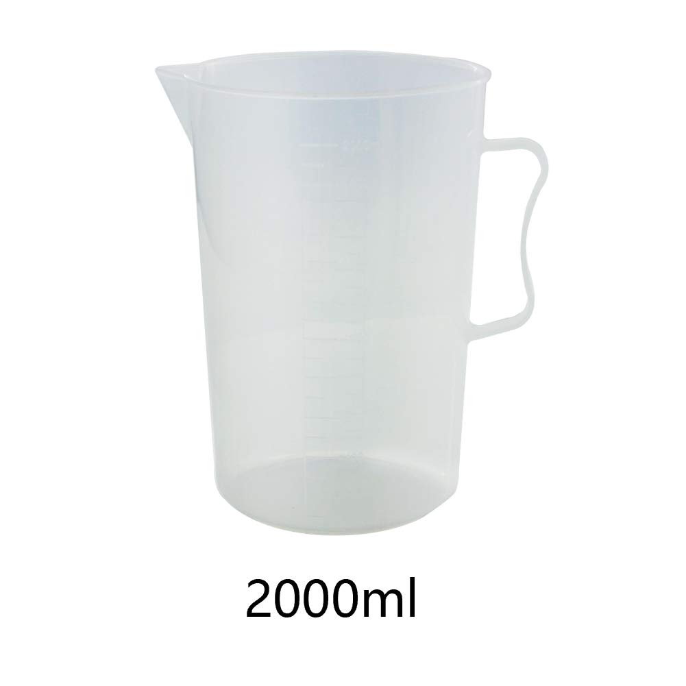 Aicosineg Lab Graduated Beakers Plastic Measuring Cup 2000ml Transparent Measuring Cup Measure Liquid and Baking Items with Handle and Spout for School Laboratory, Pouring Cup,or Kitchen 1 Pcs