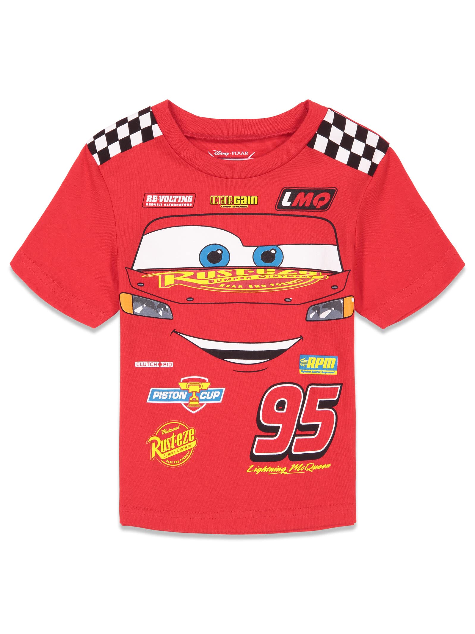 Disney Pixar Cars Lightning McQueen Toddler Boys T-Shirt Mesh Shorts Set Black/Red 4T