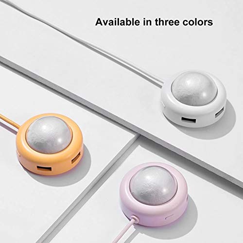 SHYPT Mini 4 USB Port Hub Extension Cable Splitter High Speed Transmission with LED Night Light for Computer Mobile Phone (Color : White)