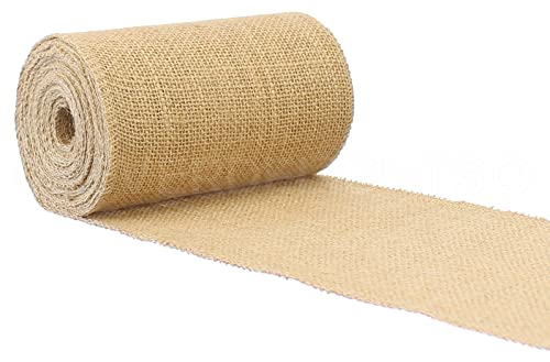 CleverDelights 6" Premium Burlap Roll - 10 Yards - No-Fray Finished Edges - Natural Jute Burlap Fabric