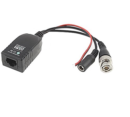 BeElion BNC to RJ45 CAT5 Video Power Balun with BNC Power Connector for CCTV PTZ Camera System,1 Pairs Transmitter Receiver