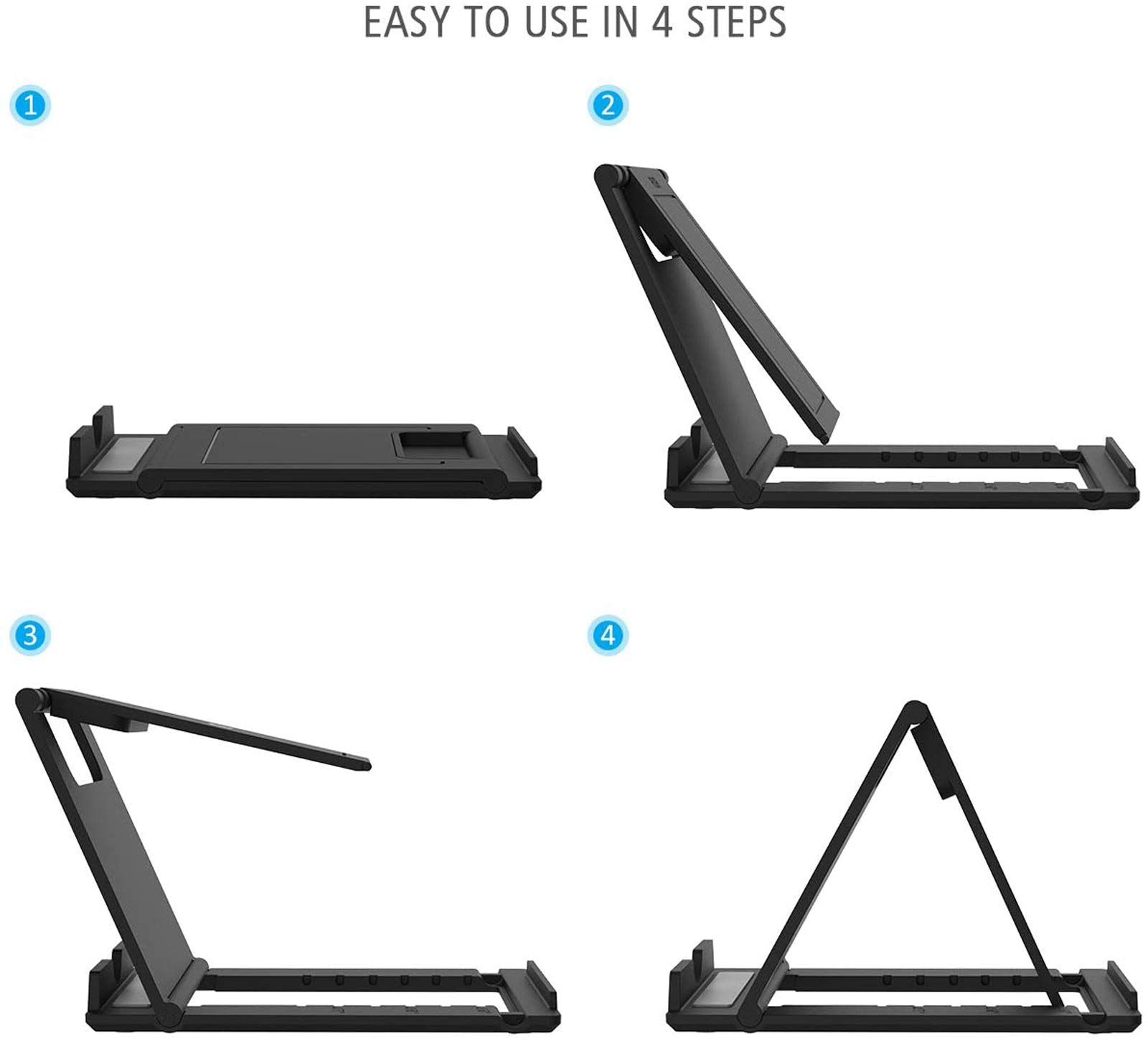 Foldable Portable and Angle Adjustable Phone Tablet Stand Holder for Desktop,Compatible with iPhone 15 14 13 12 11 iPad Pro Air Mini Kindle Galaxy Google PIXL (Large Size)