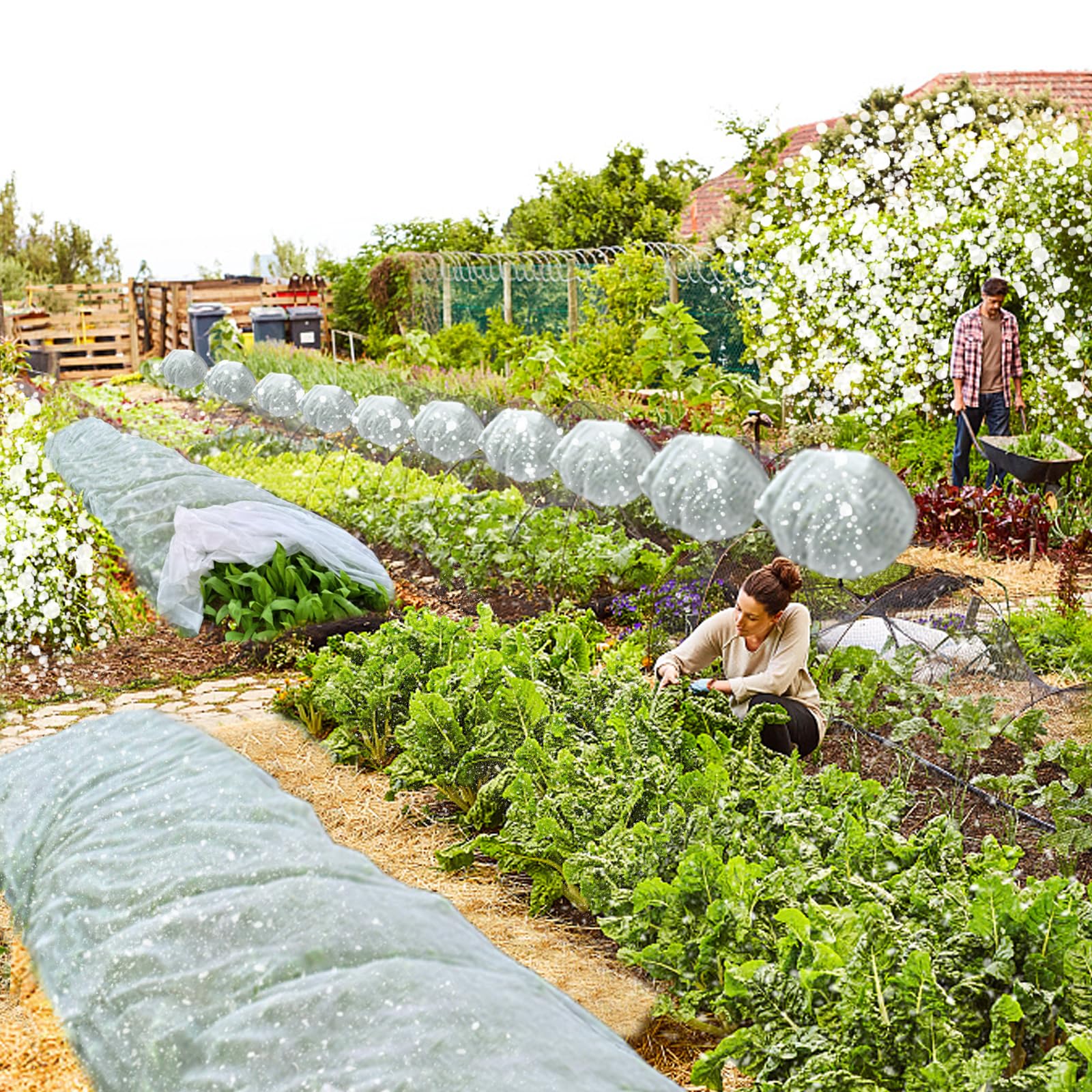 2PCS Plant Covers Freeze Protection-10x33FT 1.05oz/yd², Anti Sleet Freeze Cloth Vegetables Cover,Resistant Frost Floating Blankets Fabric Protect Outdoor Flowers Seedling Breeding from Wind Snow Cold
