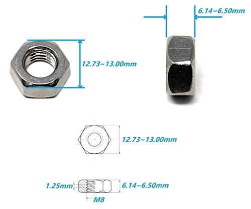 iExcell 50 Pcs M8 x 30/35/40/45/50 Stainless Steel 304 Hex Socket Head Cap Screws Bolts Nuts Assortment Kit