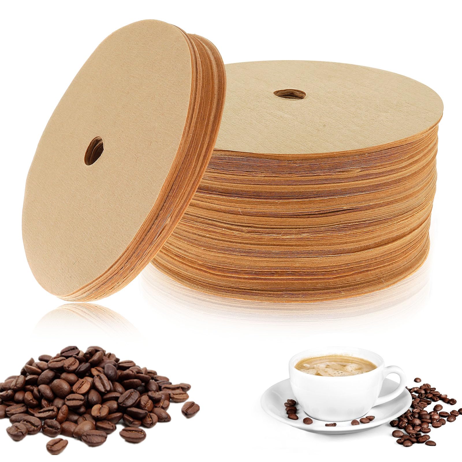 200Pcs Coffee Filters Paper,3.75Inch Disposable Unbleached Coffee Paper Filter, Round Coffee Filters Paper Replacement Compatible with Aeropre Percolator Home Office Use Brown