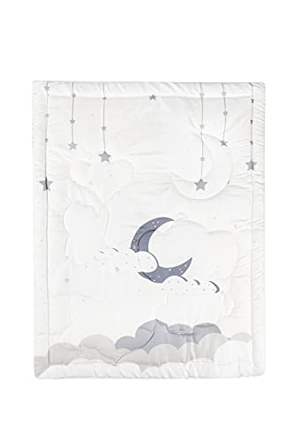 Orange Infinity 4 Piece Dreamland Crib Bedding Sets for Boys and Girls for Standard Size Crib | Nursery Baby Bedding Set of Crib Fitted Sheet, Crib Quilt, Dust Ruffle & Pillow Case, Grey