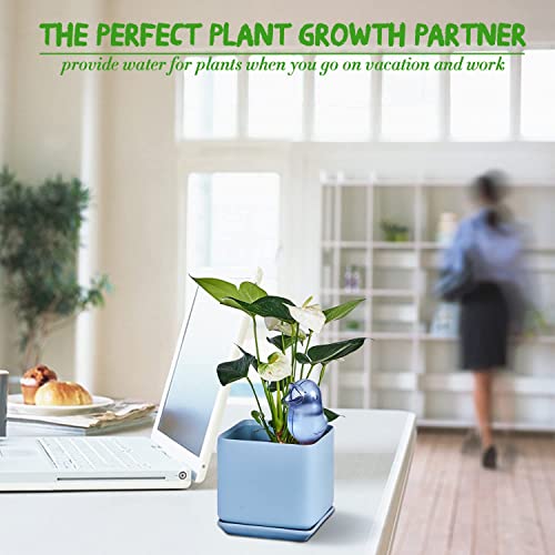 4 Pack Self Watering Spikes, Indoor Plant Watering Globes, Bird Shape Automatic Irrigation Spikes, Self-Watering Terracotta Spikes, Plant Watering Devices(Blue)