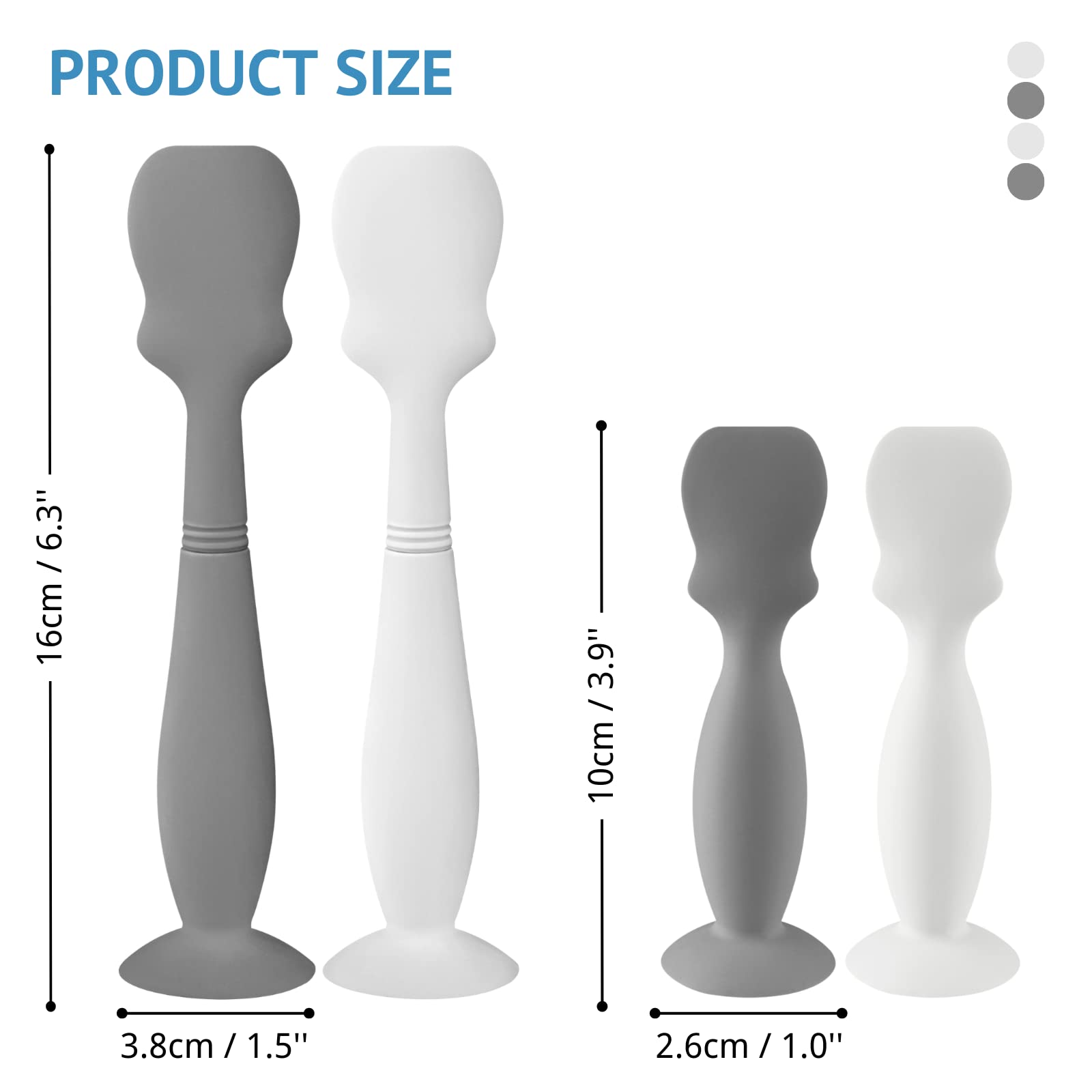 4 Pack Baby Diaper Cream Brush, Diaper Cream Spatula Applicator Silicone Baby Butt Paste Spatula for Babies, Newborn, 2 x Large Size, 2 x Small Size (White, Gray)