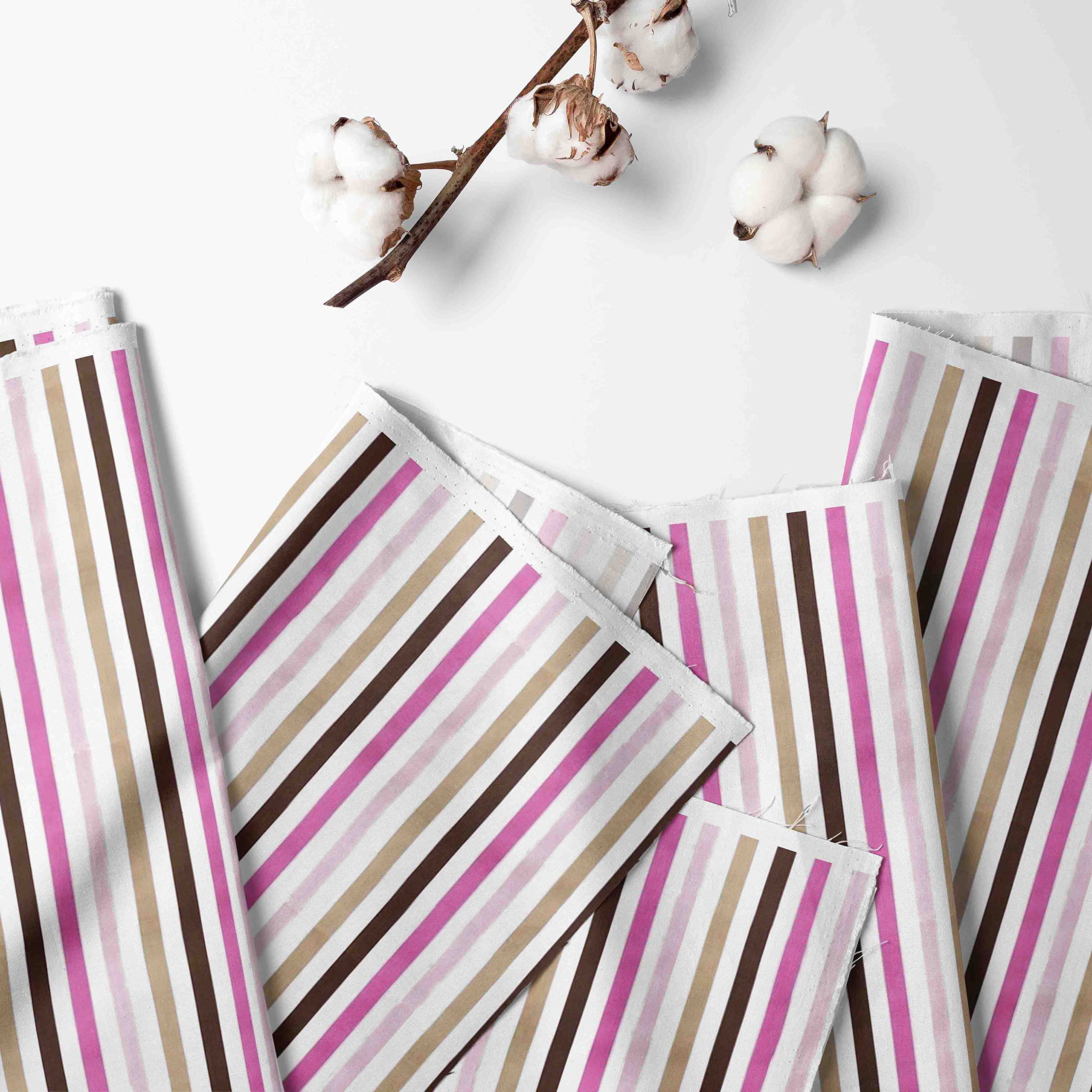 Bacati - 2 Pack MOD Stripes Printed Neutral 100% Cotton Universal Baby US Standard Crib or Toddler Bed Fitted Sheets (Pink Chocolate Brown)