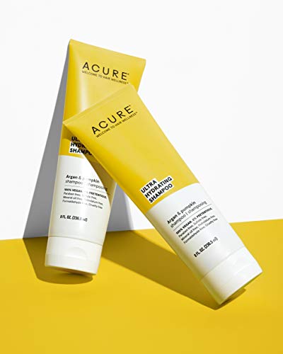 Acure Ultra Hydrating Shampoo 100% Vegan, Ultra Hydrating Moisture & Omega Fatty Acids, , Yellow Argan Oil & Pumpkin, 8 Fl Oz