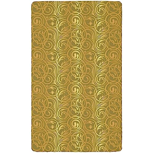 Damask Themed Fitted Mini Crib Sheets,Portable Mini Crib Sheets Soft & Stretchy Fitted Crib Sheet - Great for Boy or Girl Room or Nursery,24β x38β,Pale Coffee Fawn