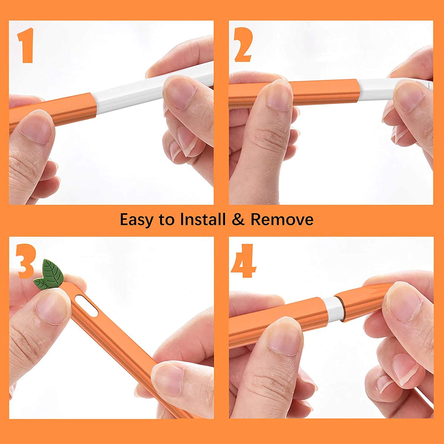 TYPLAUSE (2 Pack) Fruit Design Silicone Soft Protective Cover Accessories Compatible with Apple Pencil 2nd Generation iPencil Case Sleeve Cute (Peach+Avocado)