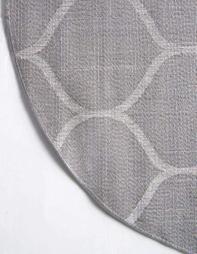 Unique Loom Trellis Frieze Collection Area Rug - Rounded (7' Round, Light Gray/ Ivory)