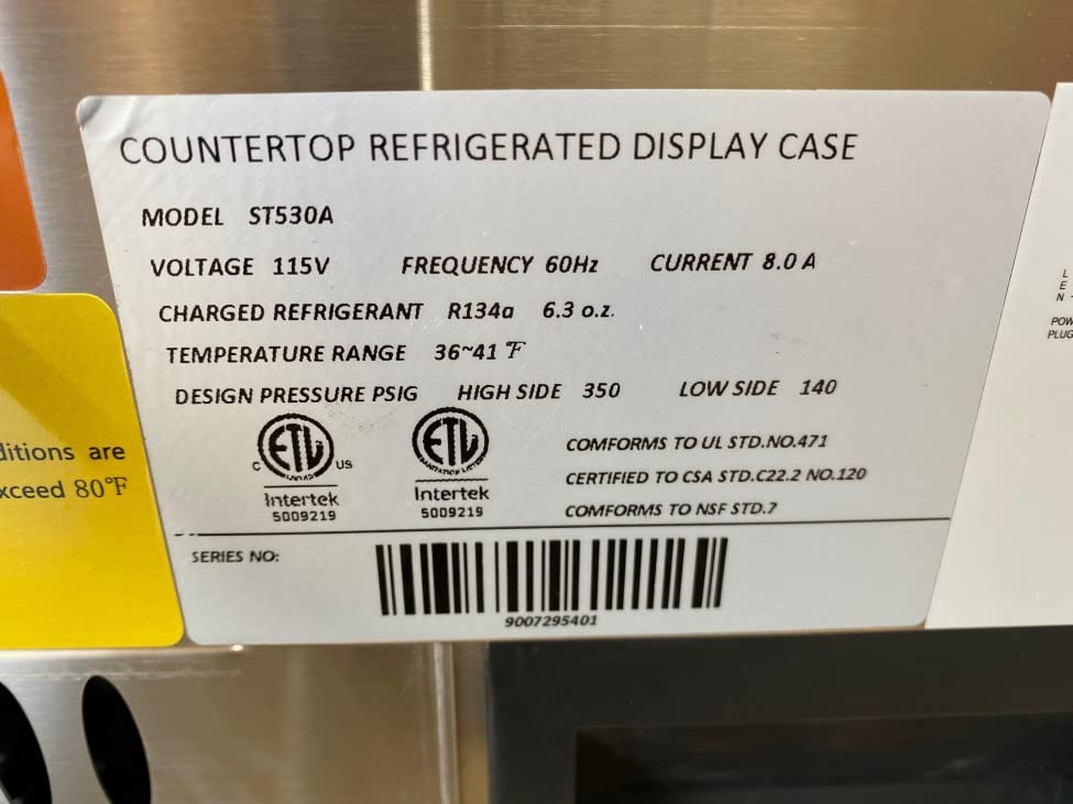 Bakery Display Cooler Case Counter top Desktop vertical Commercial refrigerator Pastry Deli 36" Glass NSF ETL UL-ST530A