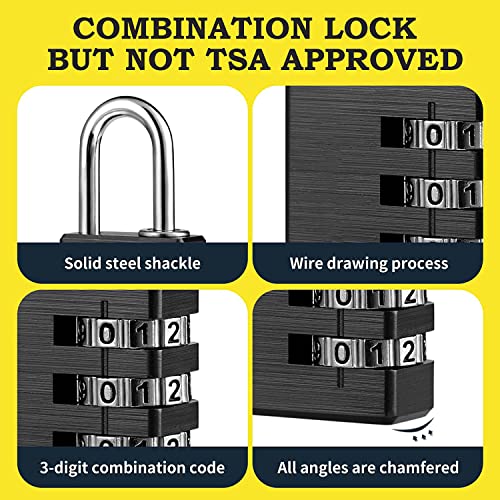 4 Pack Small Combination Lock,3 Digit Locker Lock with 9/16 in. Width Shackle,Small Combination Padlock for Luggage,Suitcase, Backpack